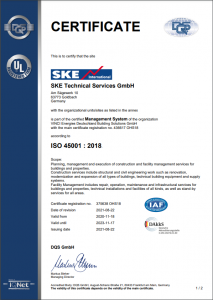SKE Technical Services ISO 45001 Certificate / Zertifikate - Ske ...